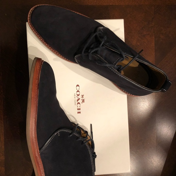 Coach | Shoes | Coach Blue Suede Chukka Boots | Poshmark